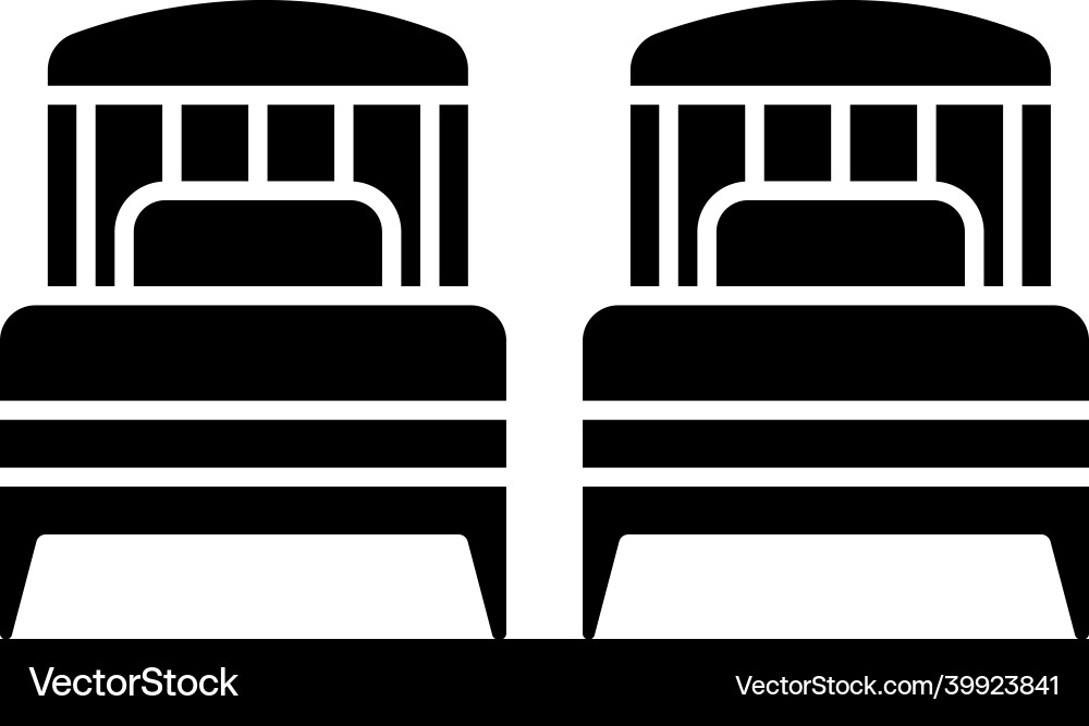 Two single beds black glyph icon hotel room Vector Image