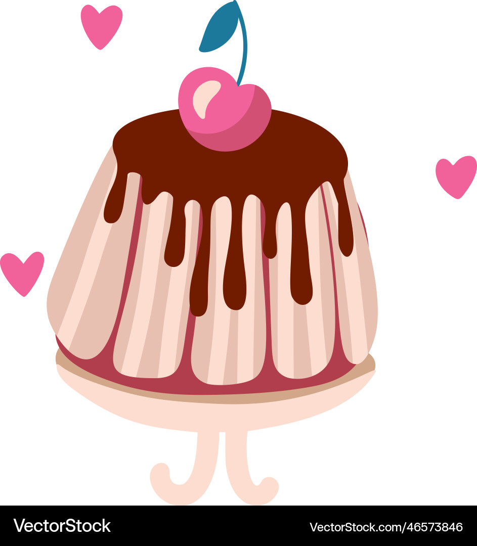 Birthday sweet cupcake with cherry and chocolate Vector Image