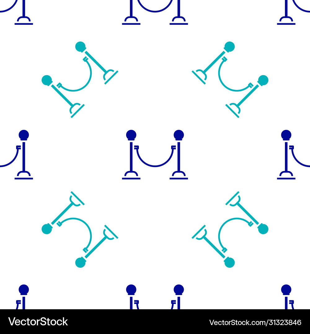 Blue rope barrier icon isolated seamless pattern Vector Image