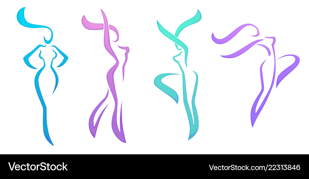 Collection abstract women in dancing poses Vector Image