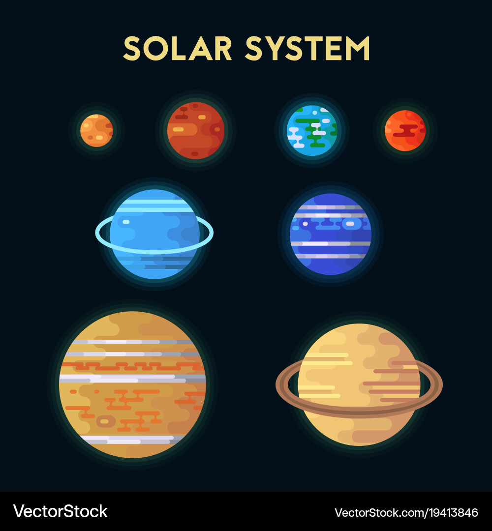Collection of flat icons solar system Royalty Free Vector