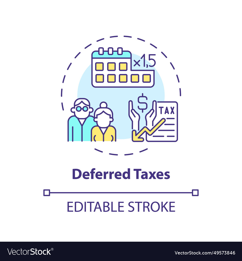 Deferred taxes multi color concept icon Royalty Free Vector