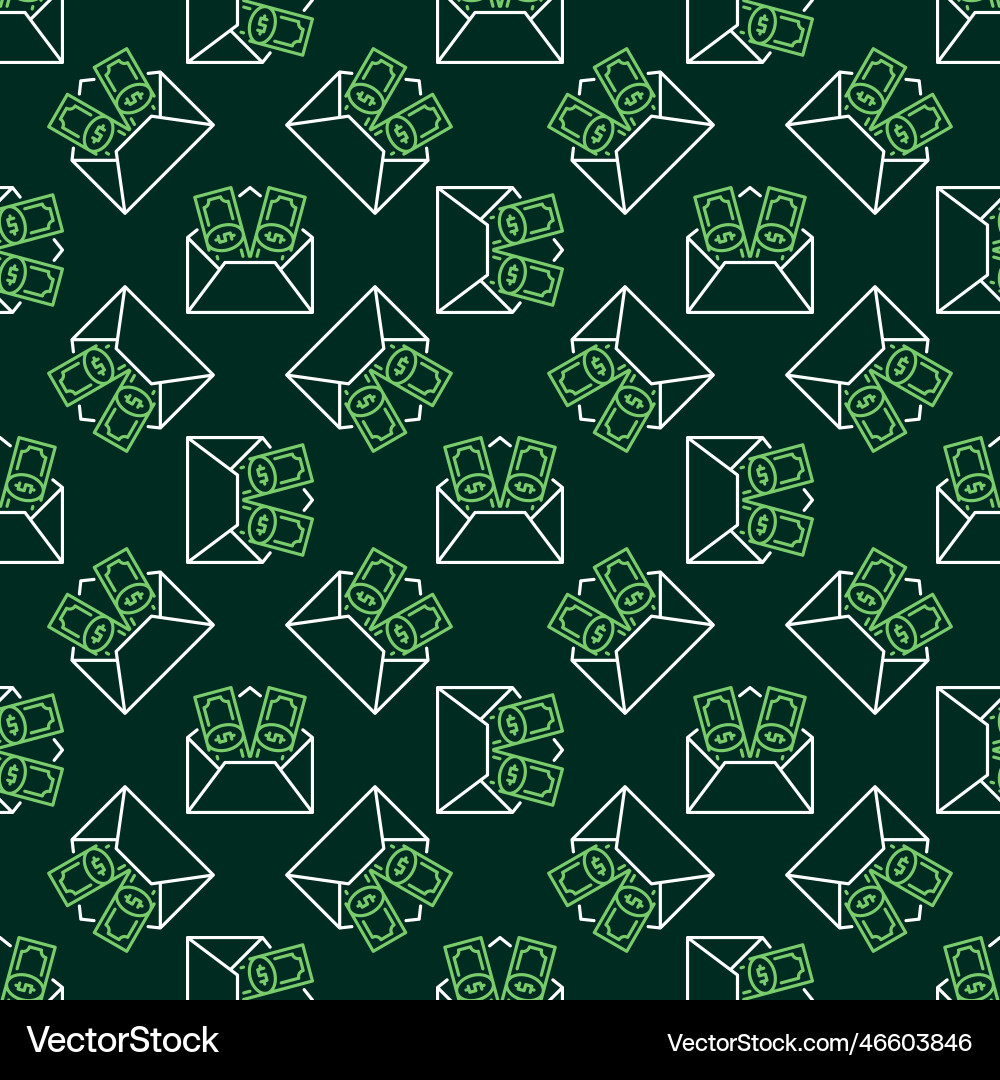 Envelope with dollar money line green seamless Vector Image