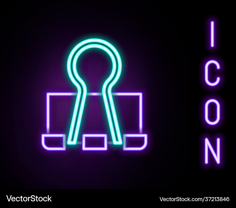 Glowing neon line binder clip icon isolated Vector Image