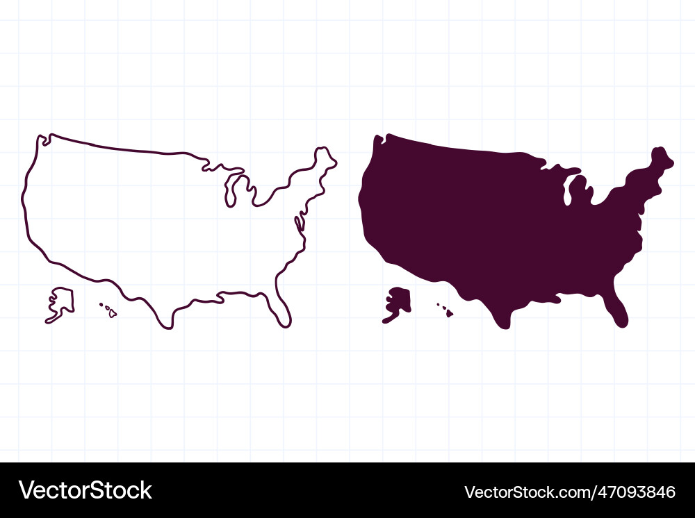 Hand drawn map of usa doodle Royalty Free Vector Image