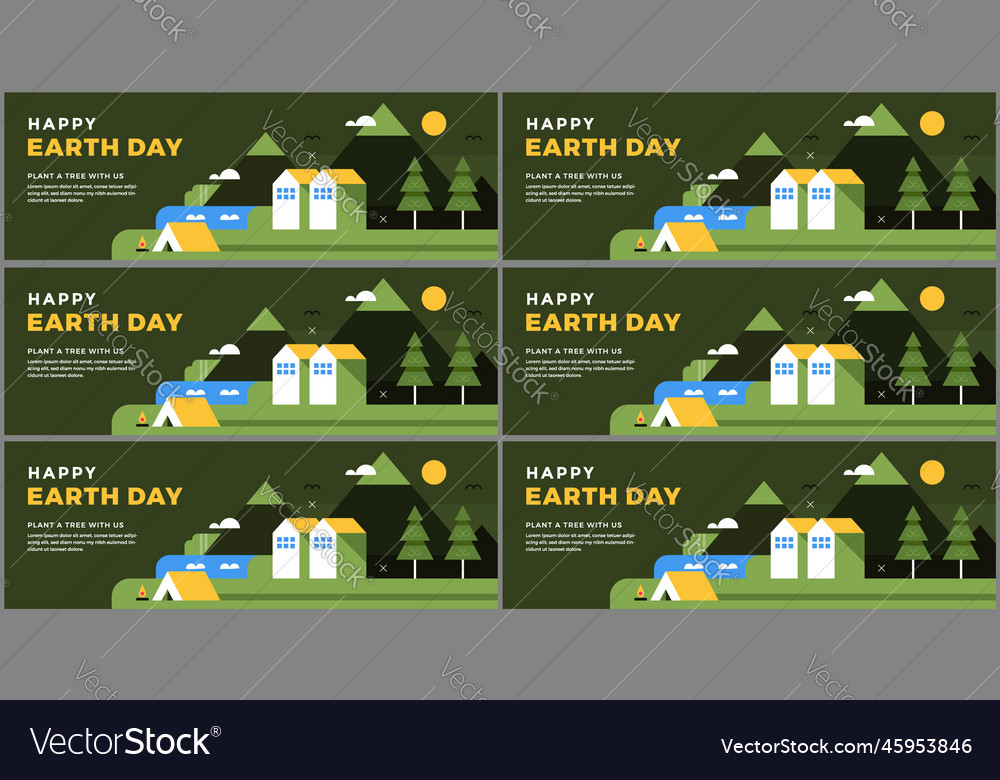 Happy earth day banner set template flat design Vector Image