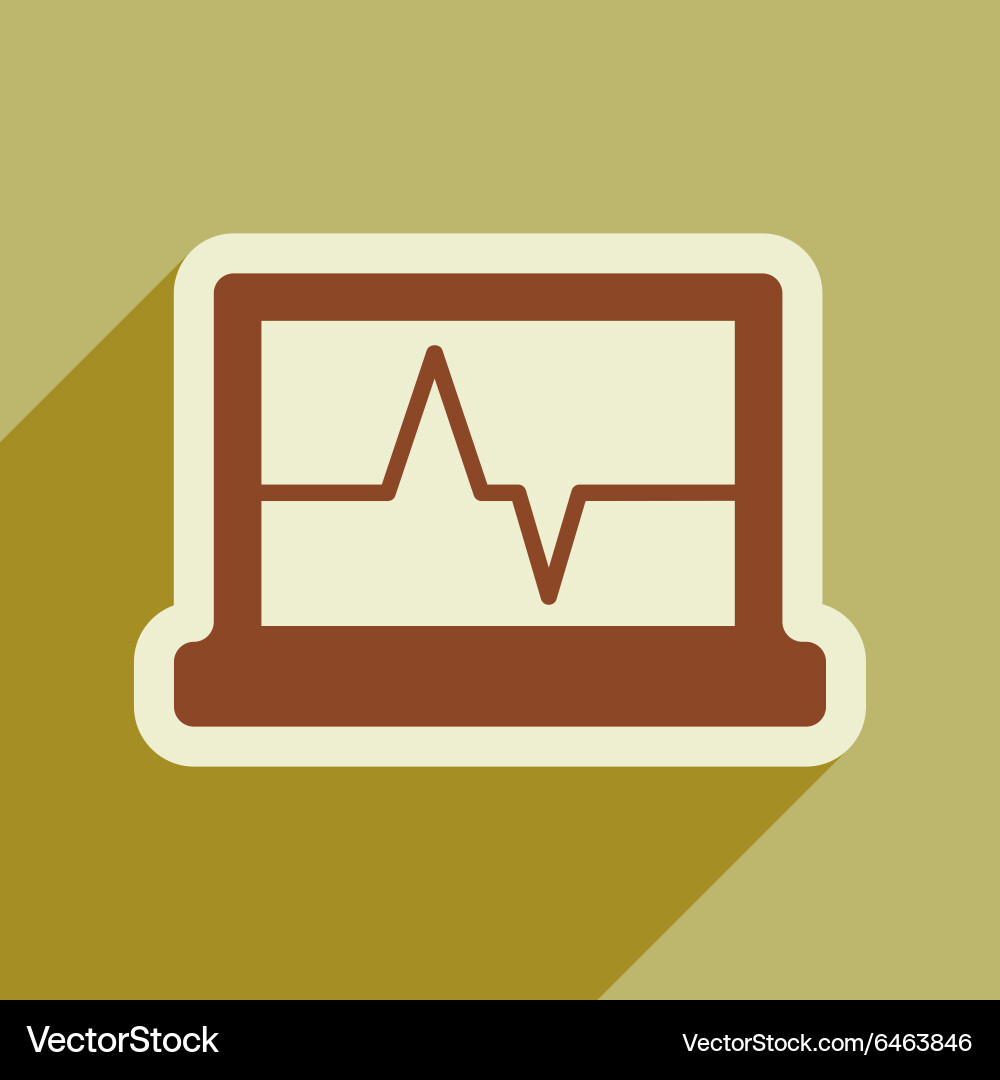 Icon of ecg machine in flat style Royalty Free Vector Image