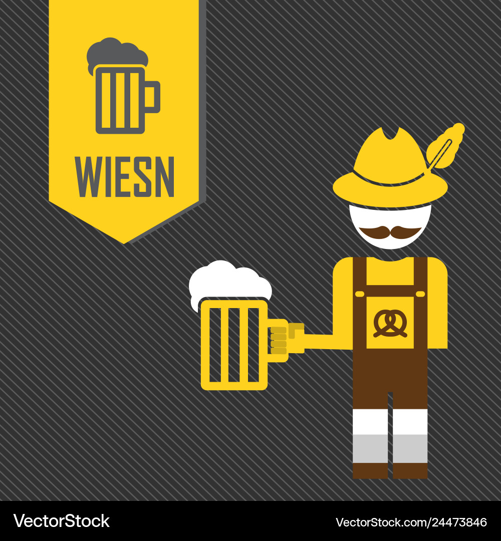 Icon with the man in bavarian hat - german Vector Image