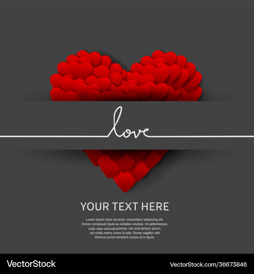 Love design on black background with big heart Vector Image