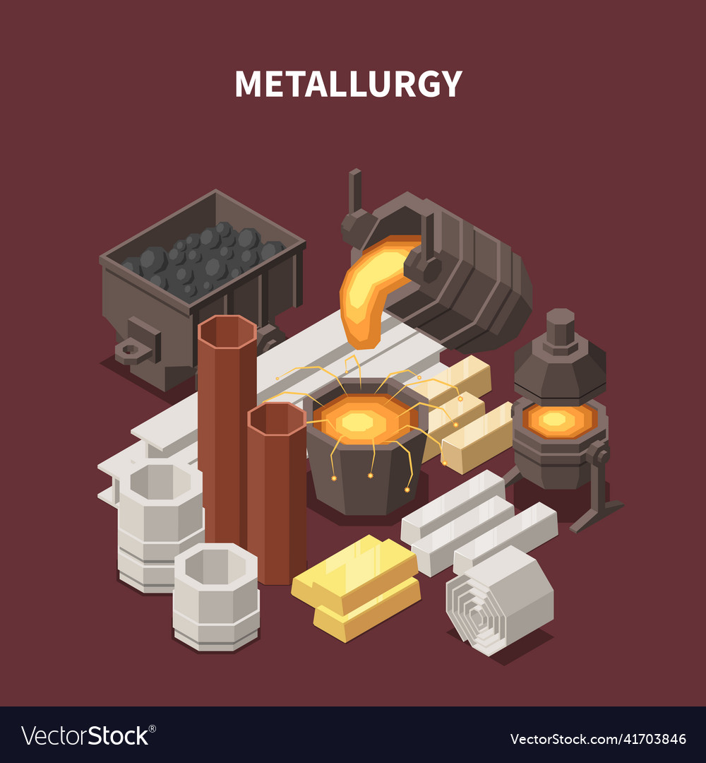Metallurgy commodity isometric composition Vector Image