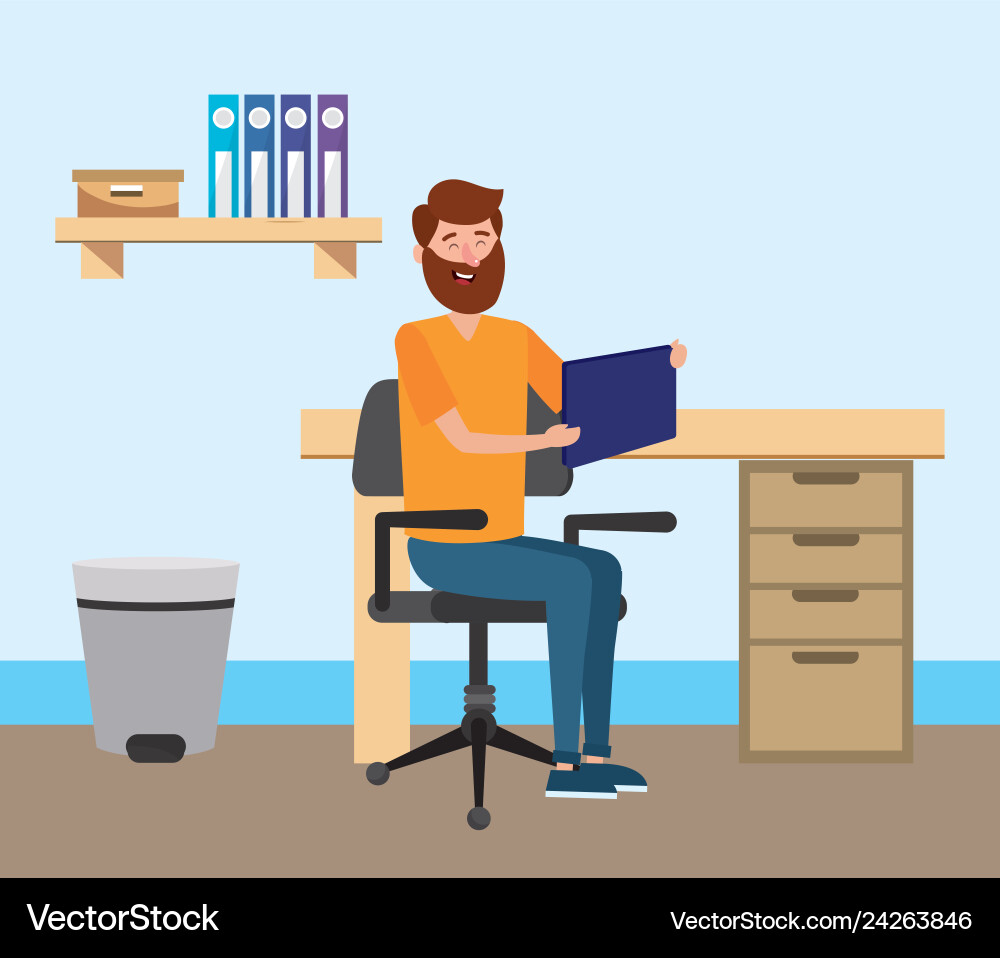 Online education man cartoon Royalty Free Vector Image