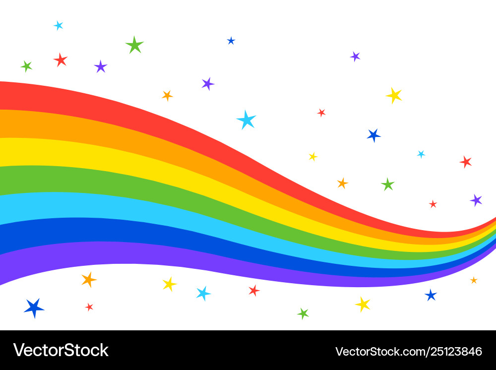 Rainbow wave and stars isolated on white Vector Image
