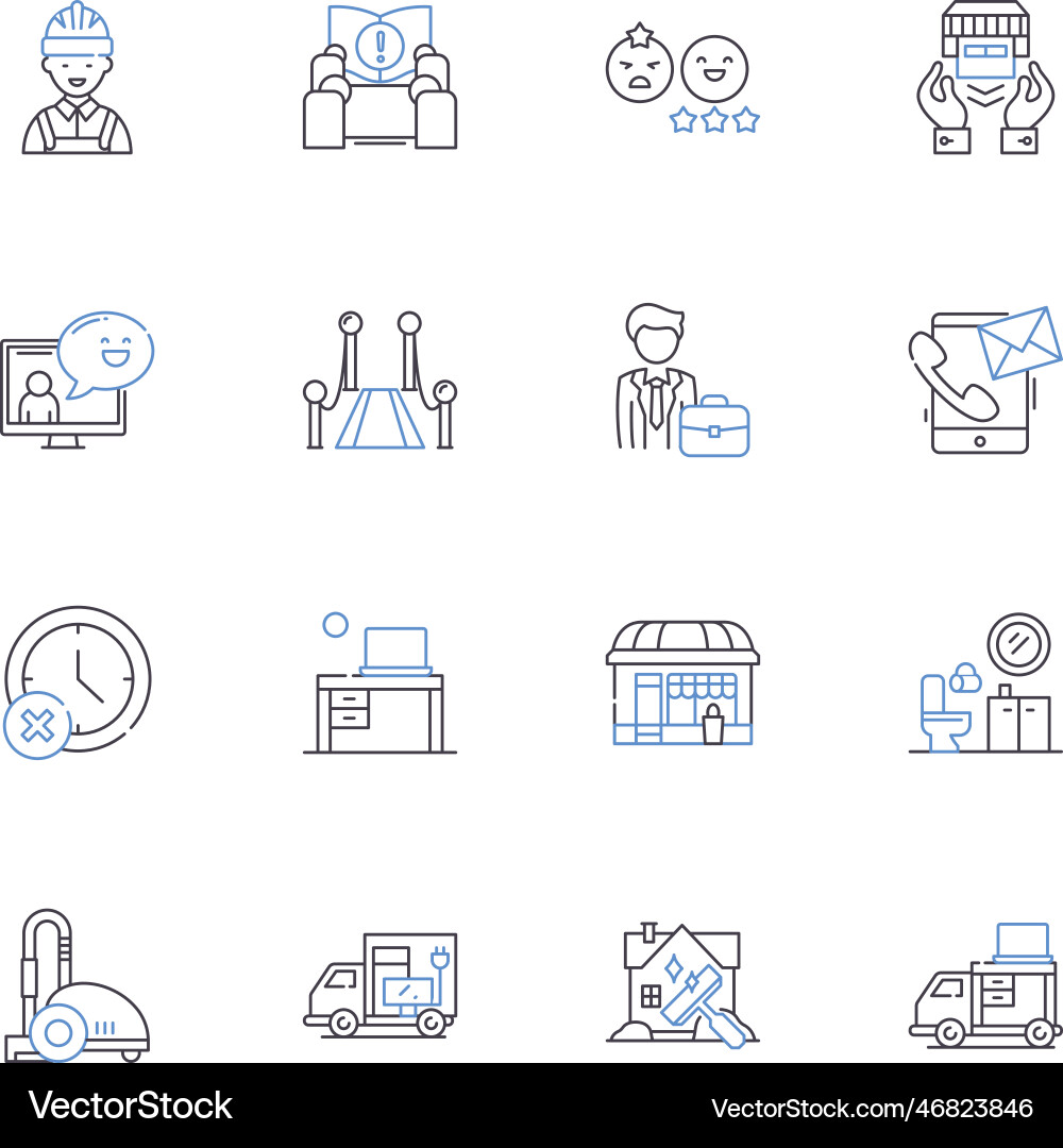 Remote employment line icons collection Royalty Free Vector