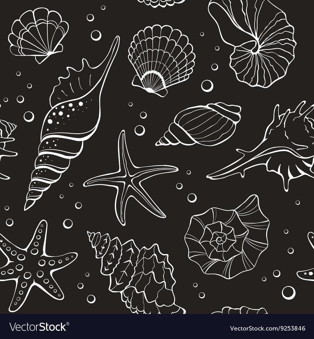 Seashells seamless background Royalty Free Vector Image