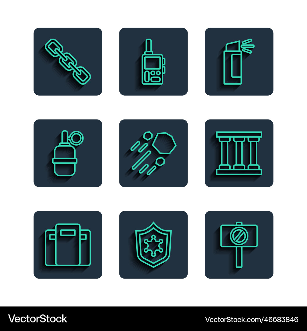 Set line police assault shield badge protest Vector Image