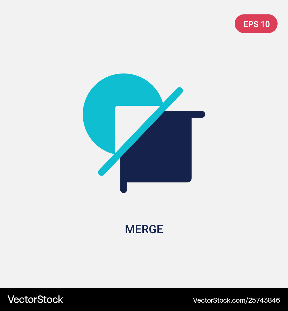 Two color merge icon from geometric figure Vector Image