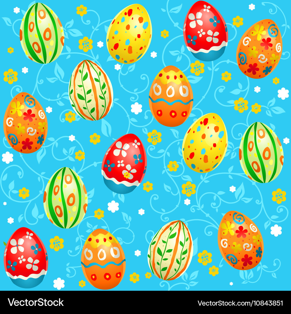 Blue easter seamless pattern Royalty Free Vector Image