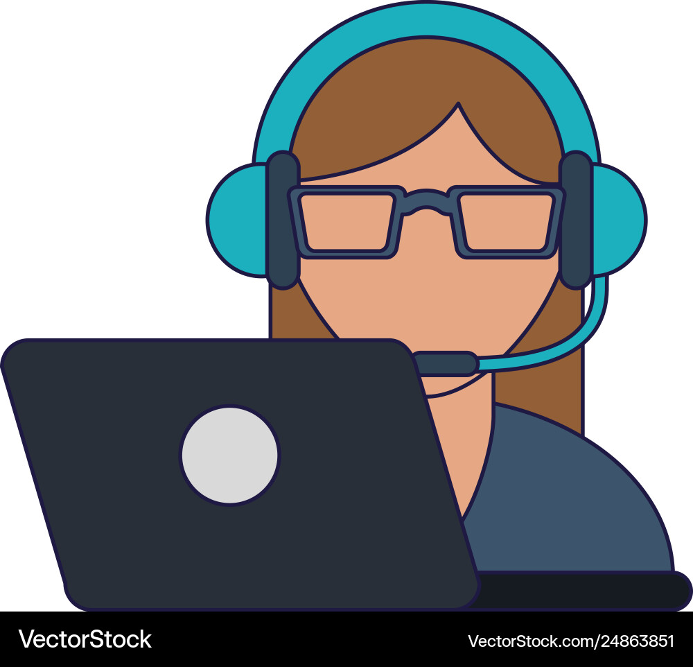 Call center customer service blue lines Royalty Free Vector