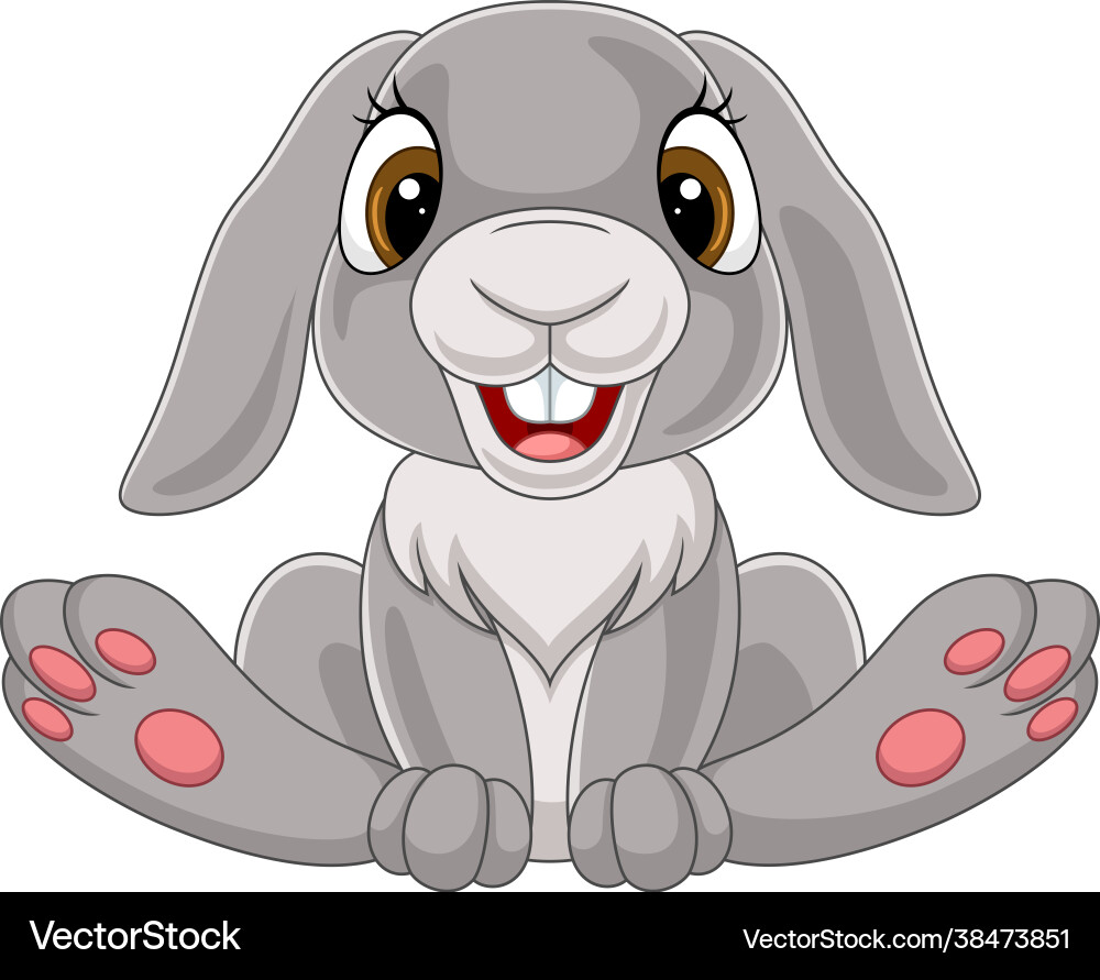 Cute little rabbit cartoon sitting Royalty Free Vector Image
