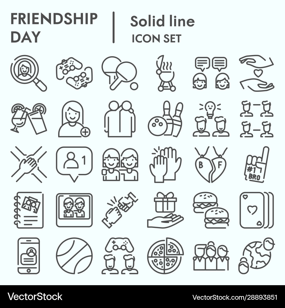 Friendship line icon set set human Royalty Free Vector Image