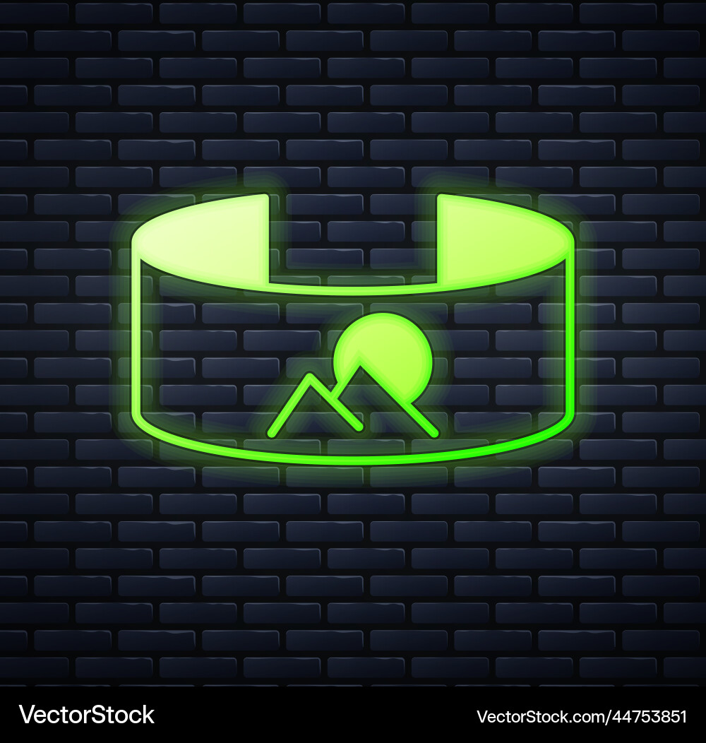 Glowing neon 360 degree view icon isolated Vector Image