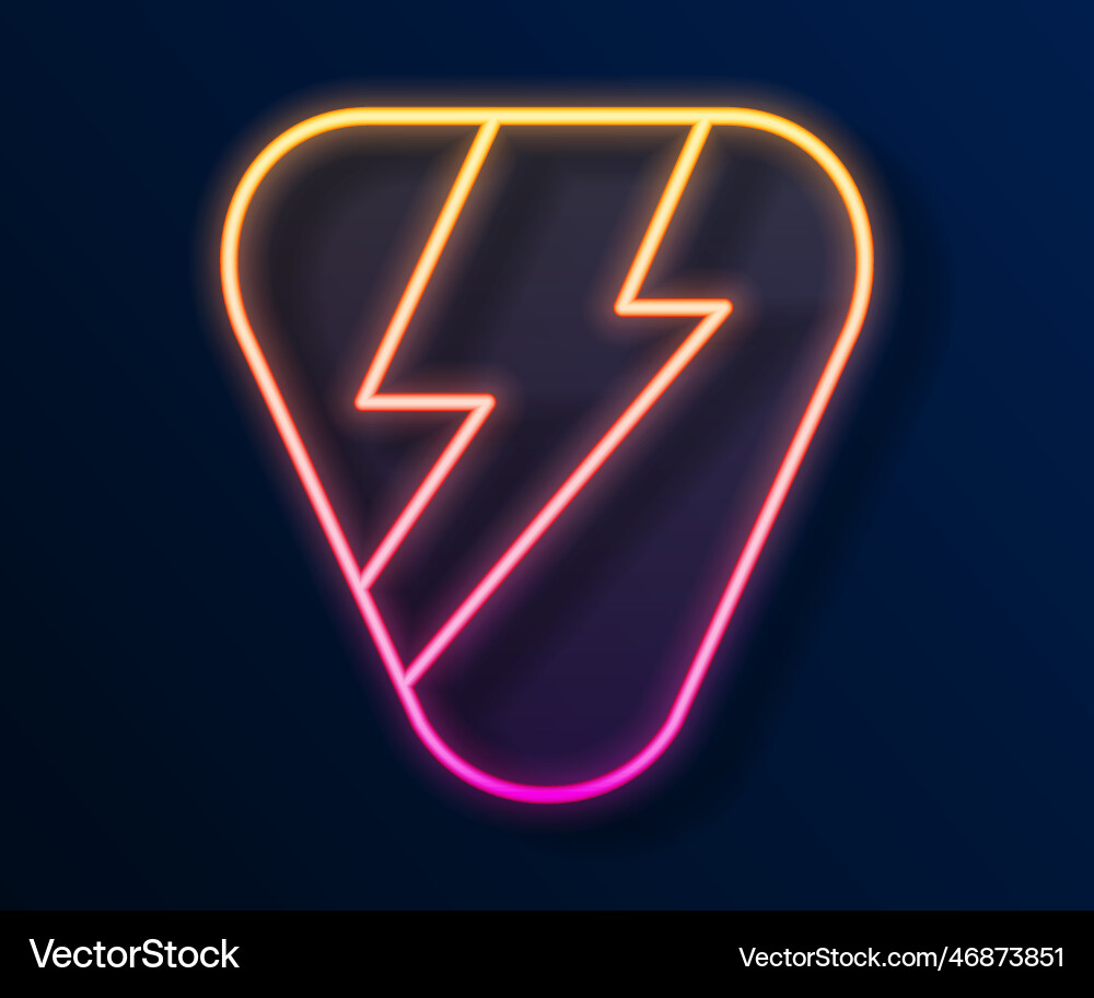 Glowing neon line guitar pick icon isolated Vector Image