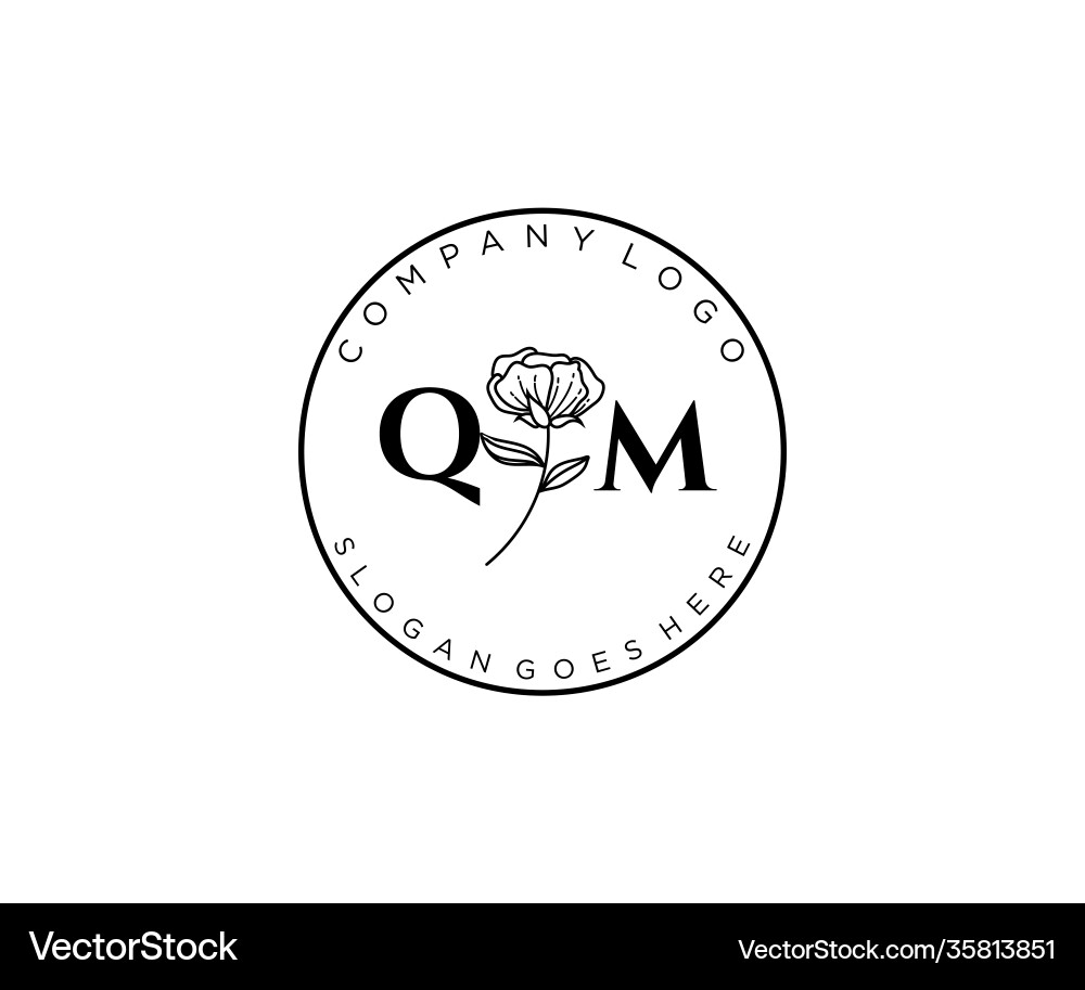 Initial qm letters botanical feminine logo Vector Image