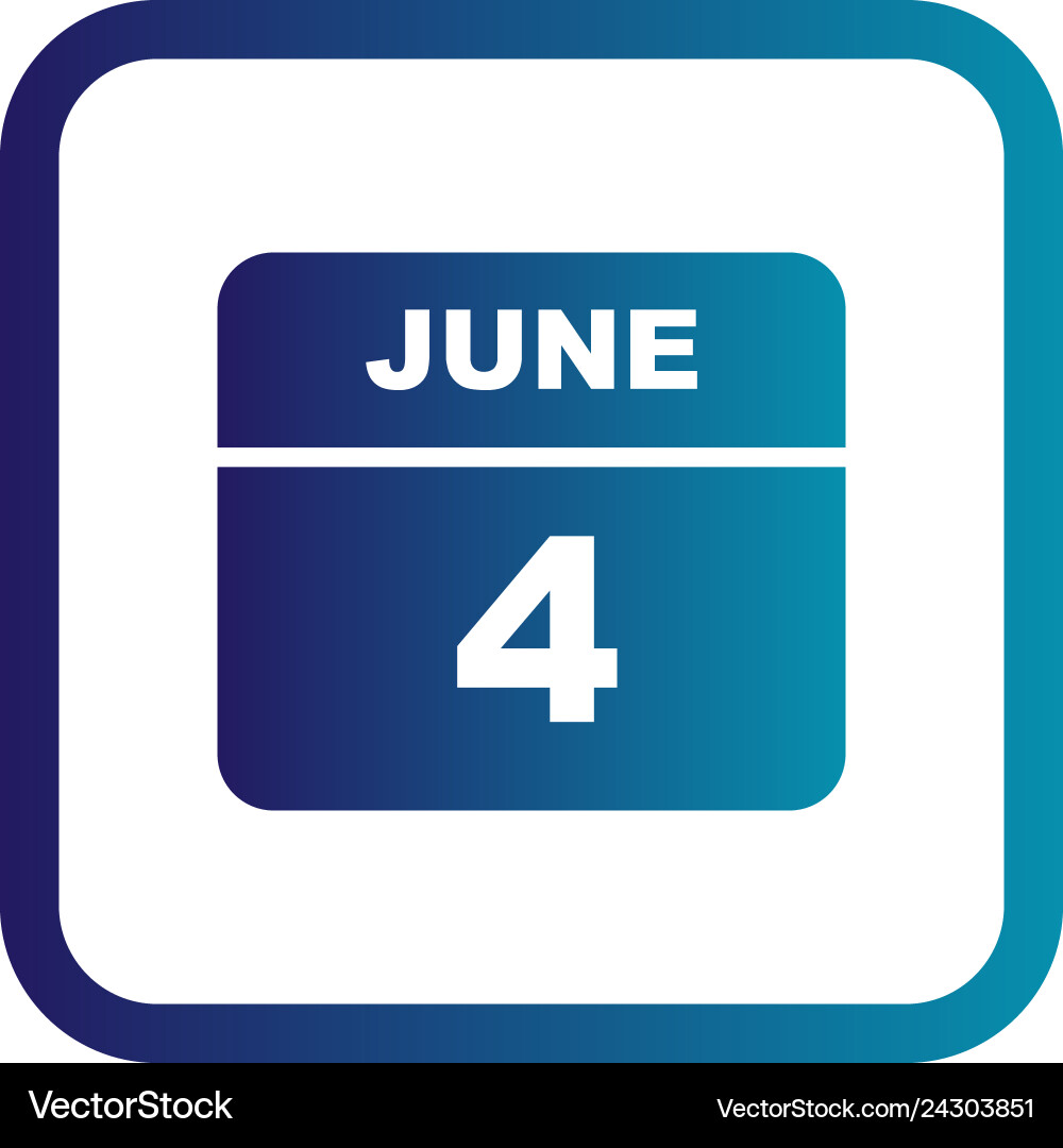 June 4th date on a single day calendar Royalty Free Vector