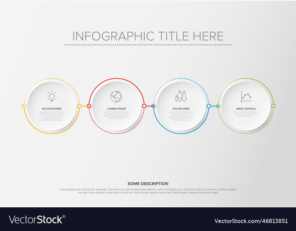 Minimalistic four circle steps elements template Vector Image