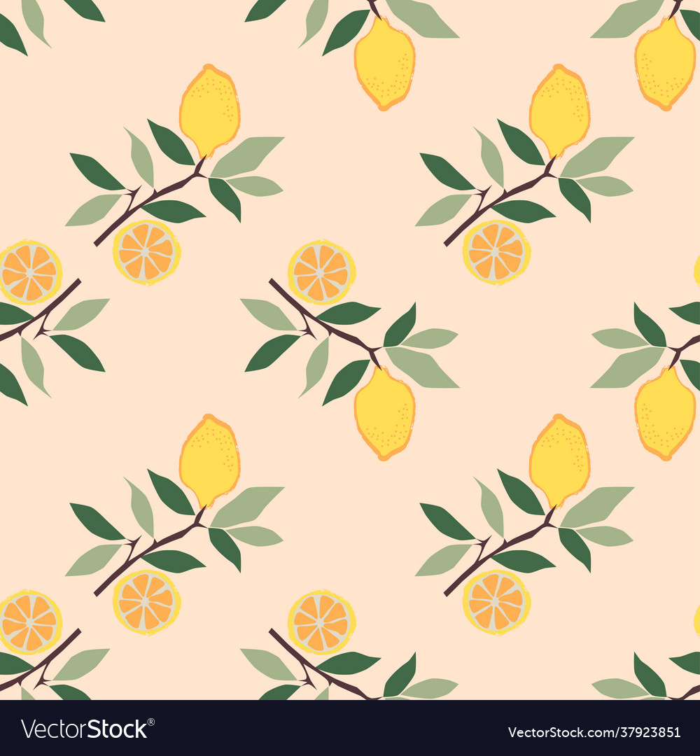 Pattern with yellow lemons Royalty Free Vector Image