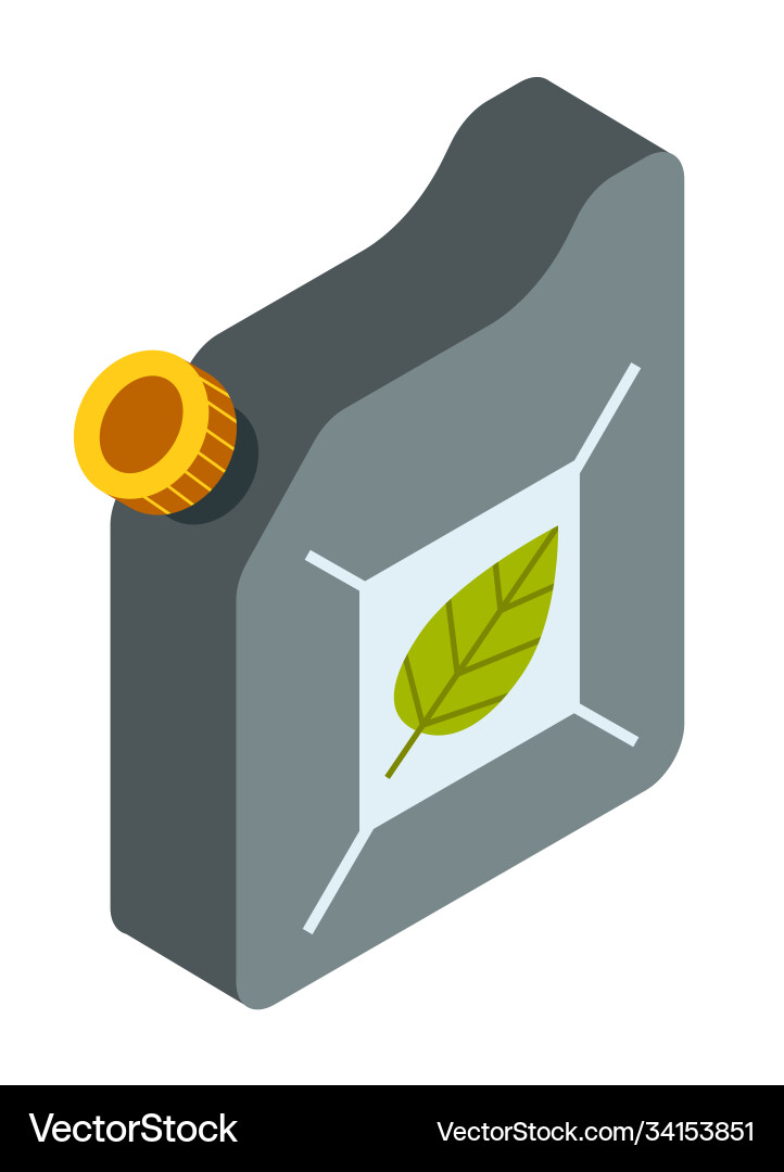 Plastic canister with ecological sign on label Vector Image