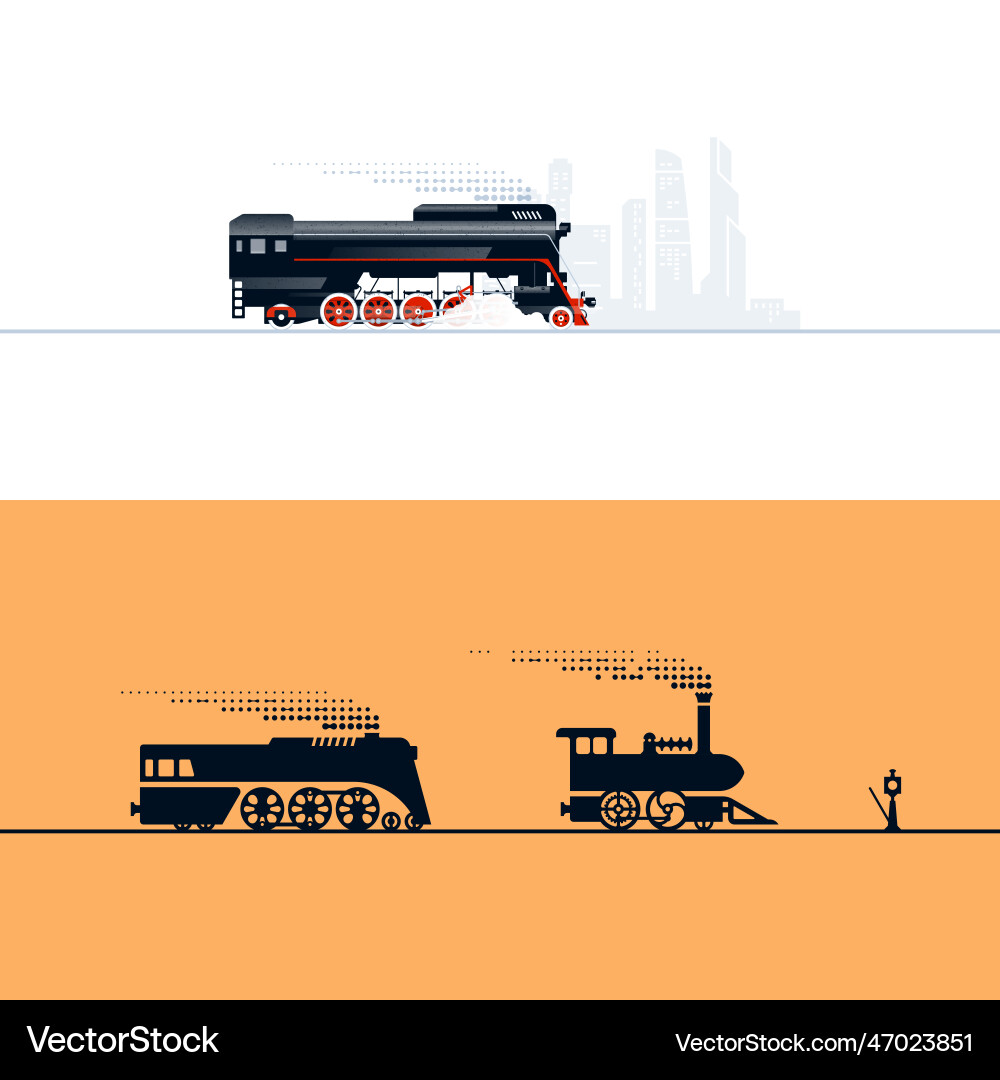 Steam locomotives Royalty Free Vector Image - VectorStock