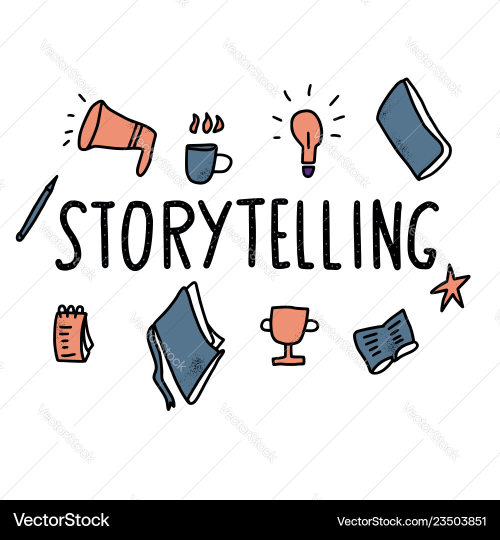 Storytelling handwritten lettering Royalty Free Vector Image