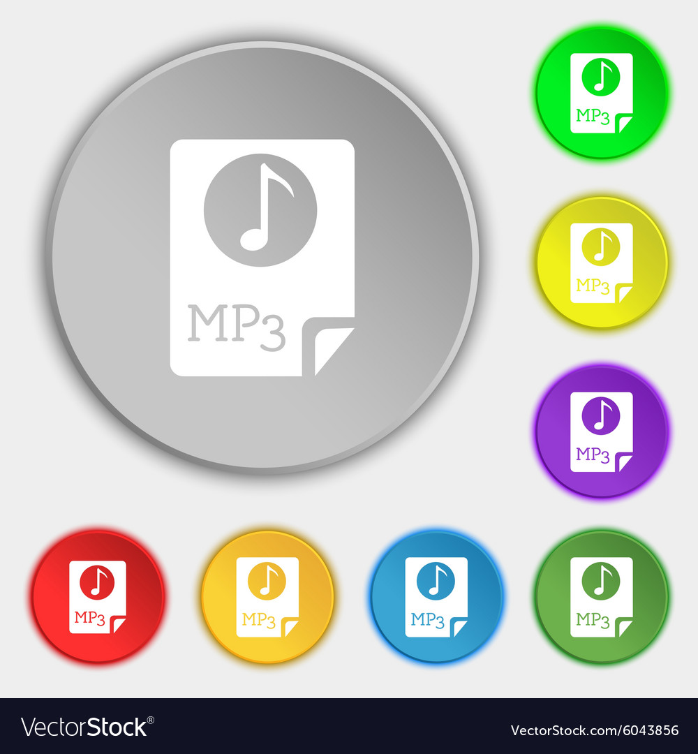 Audio mp3 file icon sign symbols on eight flat Vector Image