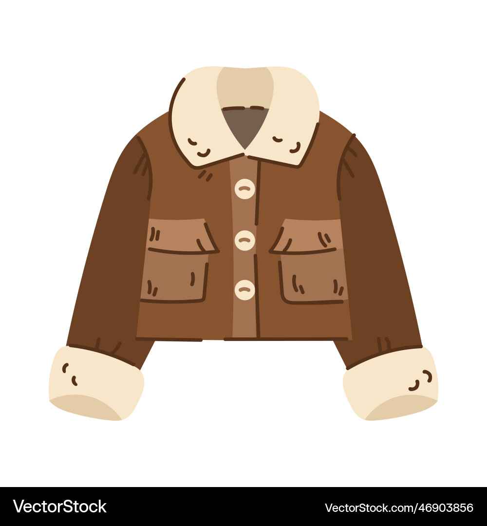 Brown kid jacket with fur cartoon Royalty Free Vector Image