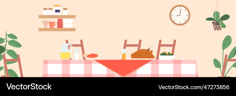 Feast-worthy table showcasing a delicious turkey Vector Image