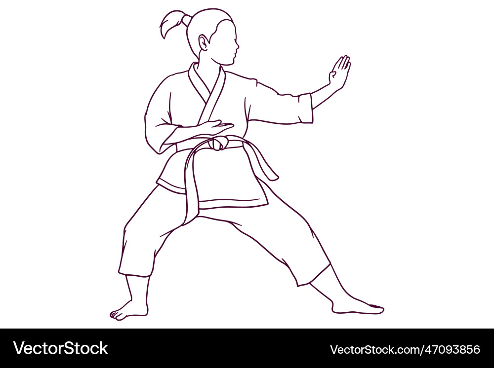 Hand drawn female karate fighters Royalty Free Vector Image