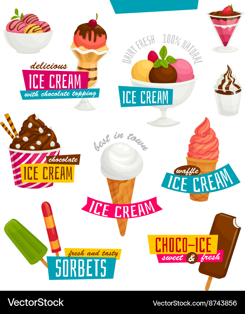 Icecream labels collection Badge set with Vector Image