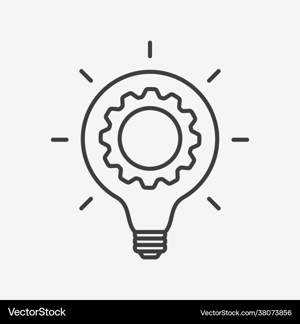 Innovation thin line symbol cogwheel and lamp Vector Image