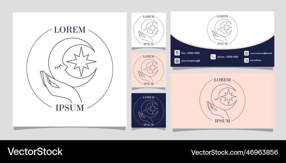 Logo In Boho Style Set Royalty Free Vector Image