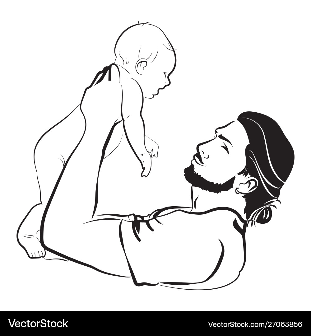 Man with a child logo young father Royalty Free Vector Image
