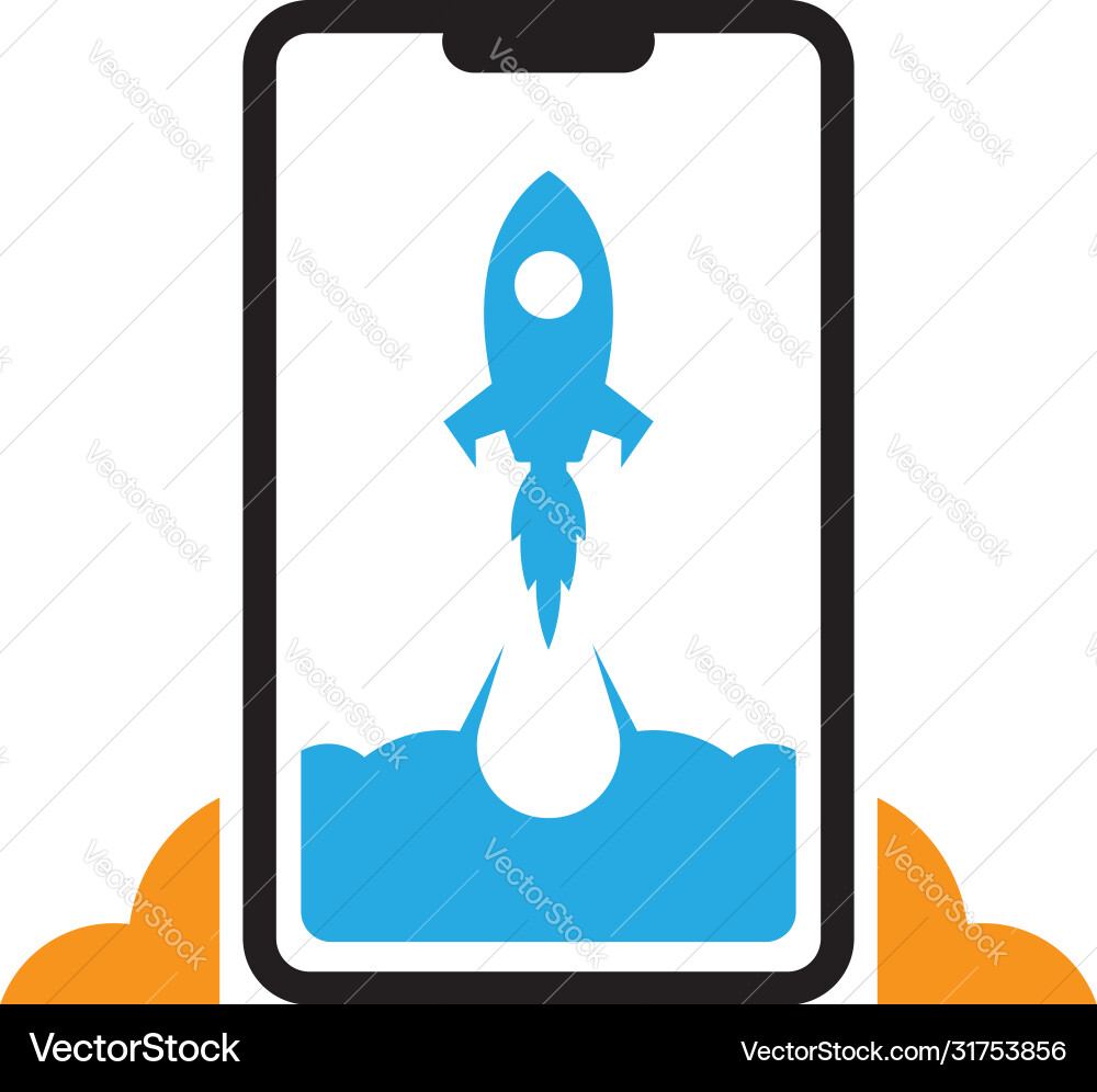 Modern phone booster logo with rocket symbol fast Vector Image