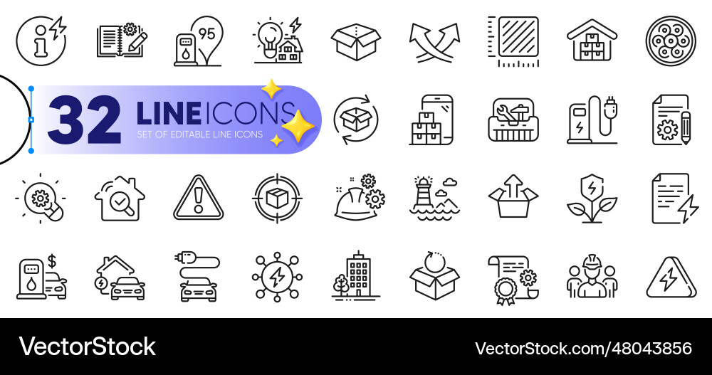 Outline set of inspect intersection arrows Vector Image