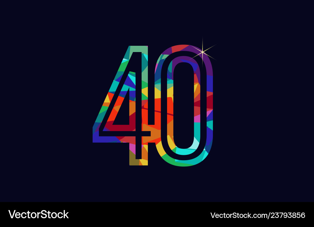 Rainbow colored number 40 logo company icon design