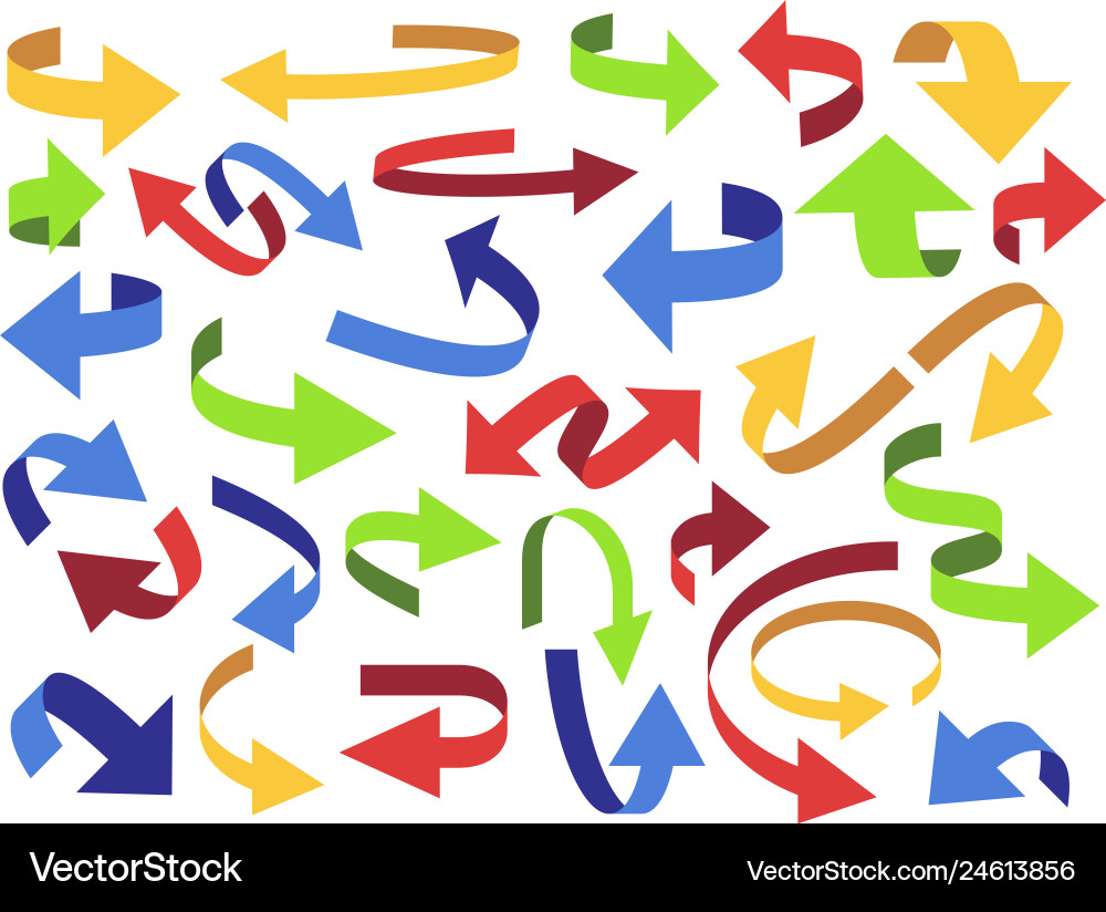 Ribbon 3d arrow flip arrows colorful pointer and Vector Image