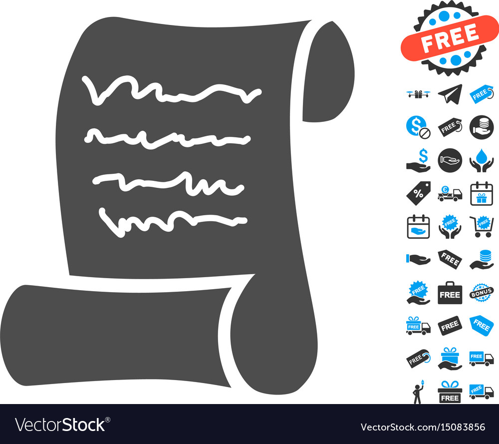 Script roll flat icon with free bonus elements Vector Image