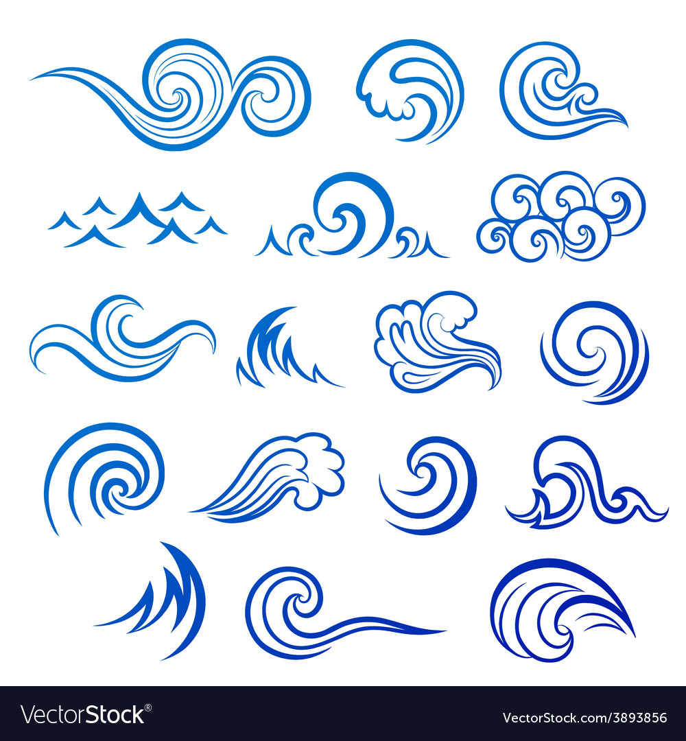 Set of isolated wave icons Royalty Free Vector Image