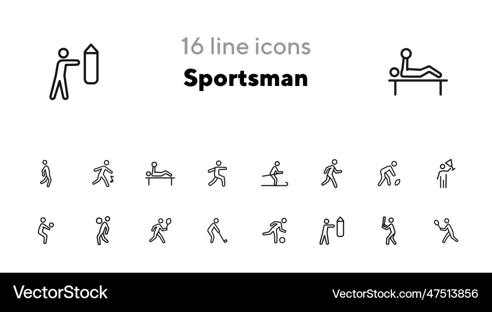 Sportsman line icon set Royalty Free Vector Image