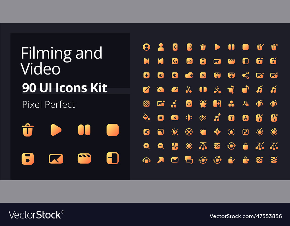 Video production pixel perfect solid gradient ui Vector Image