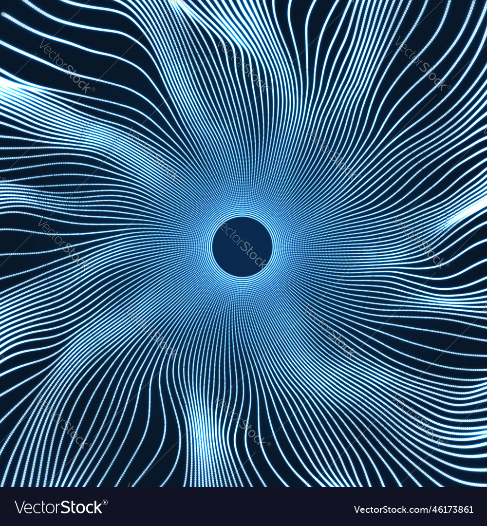 Array with dynamic particles 3d futuristic Vector Image